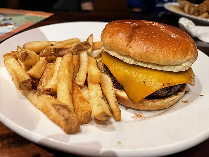 The classic cheeseburger and fries combo proves LongHorn isn't just about steaks. It's comfort food elevated beyond drive-thru status but without pretentious frills.