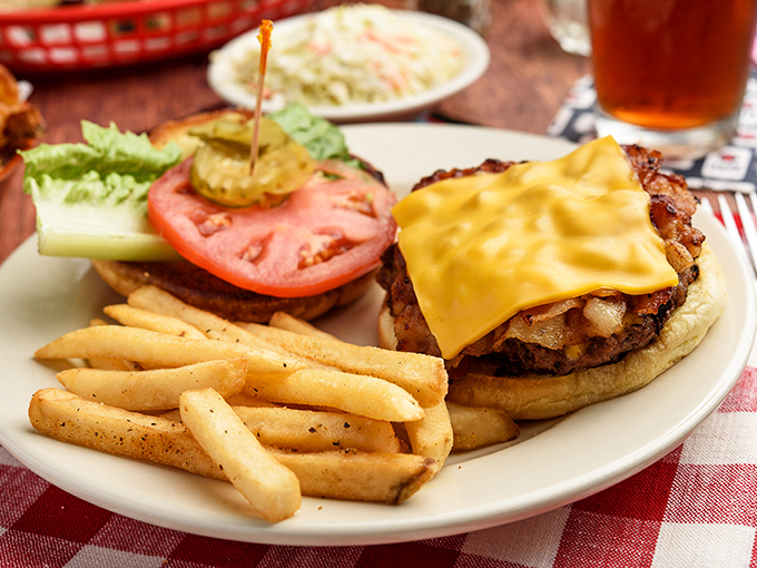 This isn't just a burger &ndash; it's a masterclass in American classics, with those seasoned fries playing the perfect supporting role.