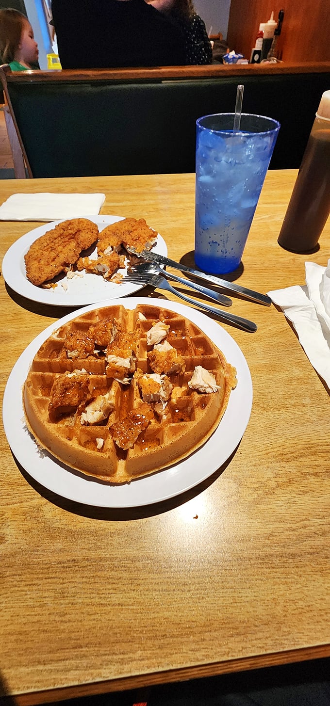 Whoever first decided to pair fried chicken with waffles deserves a Nobel Prize in Breakfast Innovation. C's perfects this sweet-savory masterpiece.