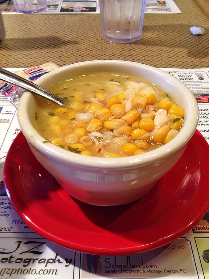 Chicken corn soup that's practically Pennsylvania in a bowl&mdash;golden kernels swimming alongside tender chicken in a broth that tastes like sunshine.