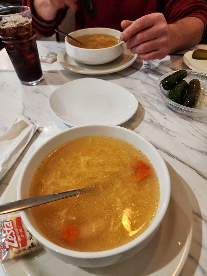 Chicken soup so clear and comforting you can see your future in it – and that future looks delicious.