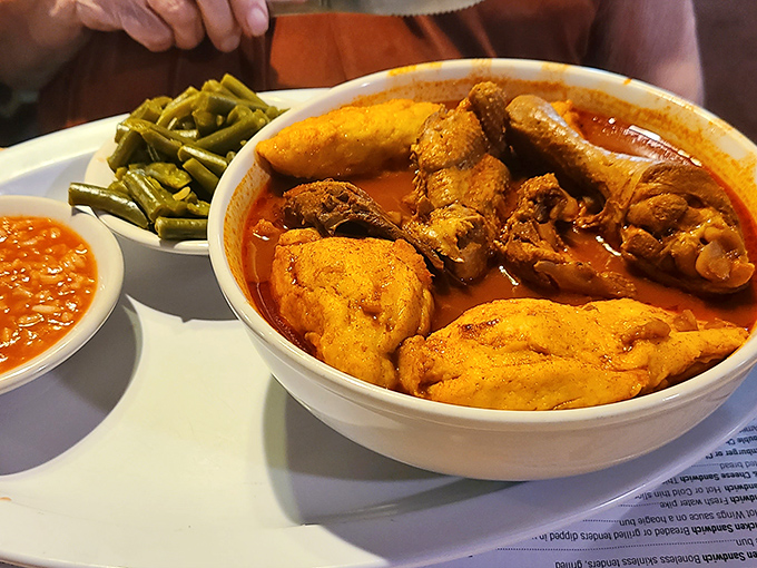 Chicken paprikash that would make any Hungarian grandmother weep with joy, served with fries for the perfect cultural handshake.