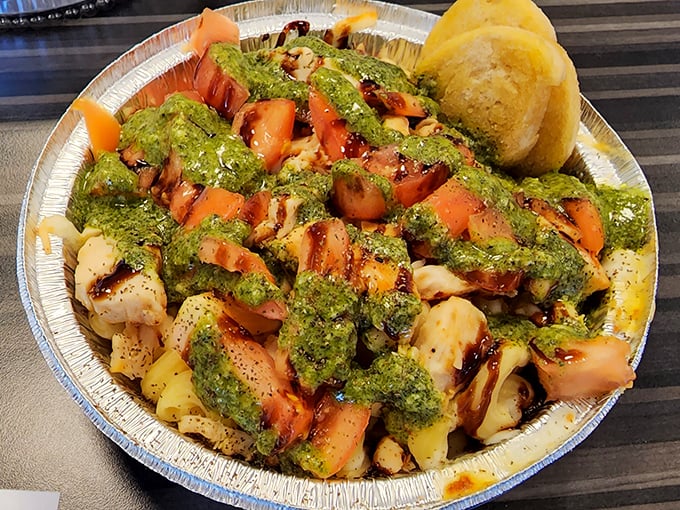 The chimichurri mac and cheese brings a verdant, herbaceous twist to the classic, like your favorite comfort food went on a South American vacation.