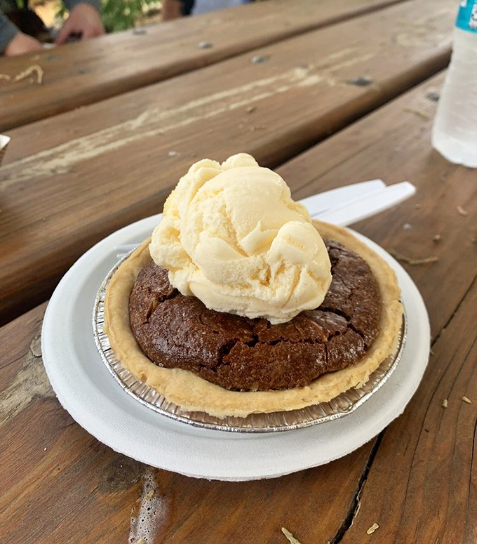 Chocolate meets pecan in a relationship more perfect than any Hollywood romance, crowned with vanilla ice cream.