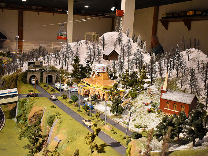The Choo Choo Barn's miniature winter wonderland makes you feel like a benevolent giant overlooking a perfect little world where the trains always run on time.