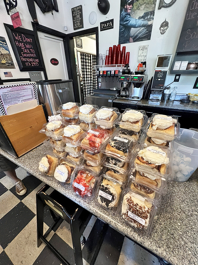 Behold the legendary cinnamon roll that put this place on the map &ndash; size matters here. 