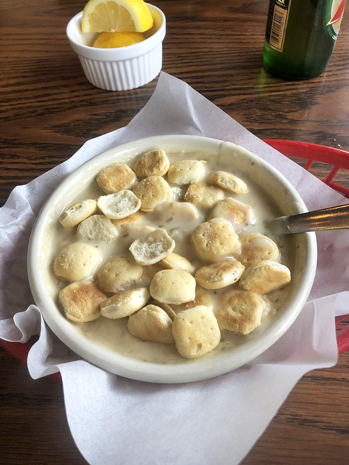 Not just clam chowder&mdash;a warm hug in a bowl. Those pillowy oyster crackers floating like delicious life rafts in creamy seas.