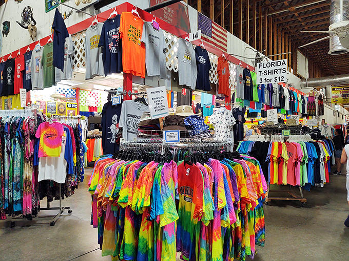 The T-shirt section: where Florida fashion meets vacation memories. Those tie-dyes are brighter than the sun that probably inspired them in the first place.