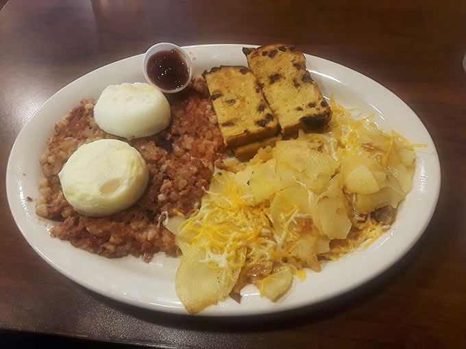 Corned beef hash that would make your grandmother jealous. Those poached eggs perched on top are just waiting for their moment of glory.