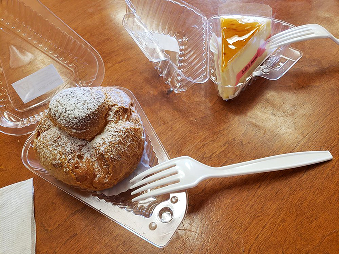 Takeout never looked so tempting. That cream puff is the pastry equivalent of finding an extra $20 in your winter coat&mdash;unexpected joy in plastic packaging.