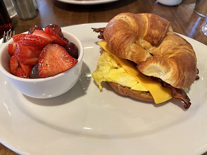 The croissant sandwich with fresh berries&mdash;proof that balance exists in the universe. One bite of indulgence, one bite of virtue.