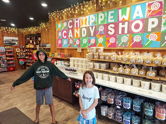 The universal language of candy brings generations together in a shared moment of sweet anticipation.