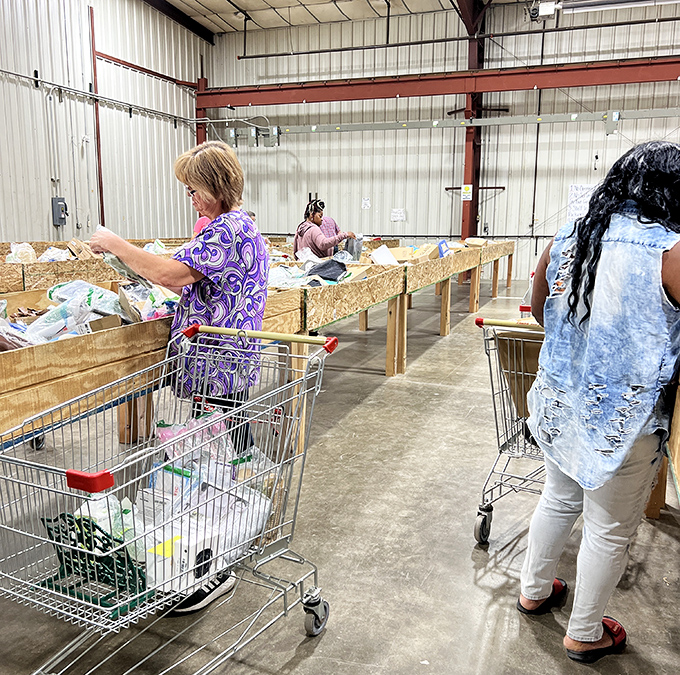 The treasure hunt in action&mdash;shoppers carefully sift through bins with the focused concentration of archaeologists on the verge of a major discovery.