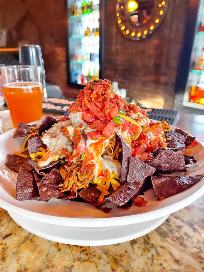 Nachos that require a topographical map to navigate&mdash;a mountain range of chips, cheese, and pulled pork that dares you to reach the summit.
