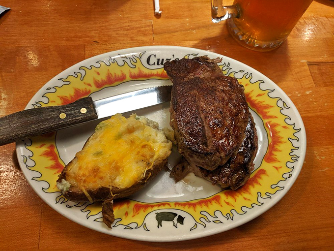This filet mignon with loaded baked potato isn't just dinner &ndash; it's the reason people drive three hours through mountain roads without complaint.