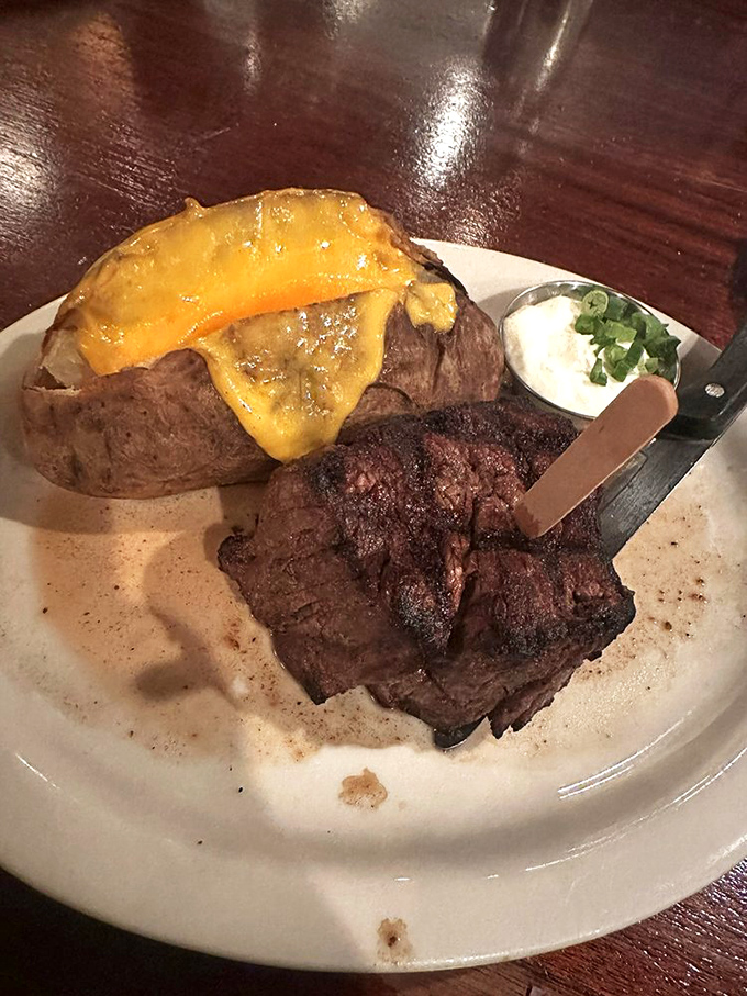Steak and potato&mdash;a romance that never goes out of style. That loaded baked potato plays the perfect supporting role to the star of the show.
