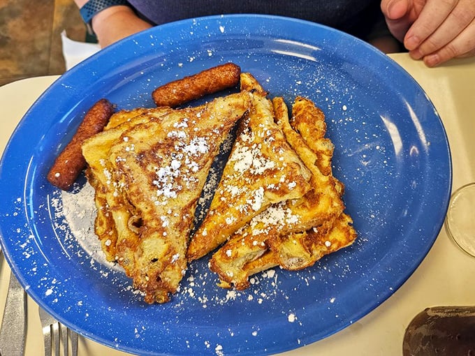 French toast that's had a proper education&mdash;golden, crispy edges with a custardy center that makes maple syrup feel privileged to be invited.