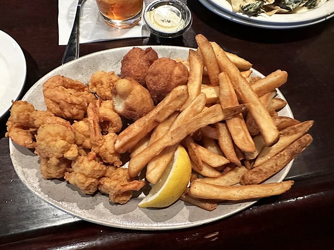 Fried seafood and French fries that would make Neptune himself abandon his underwater palace for a taste of the surface world.