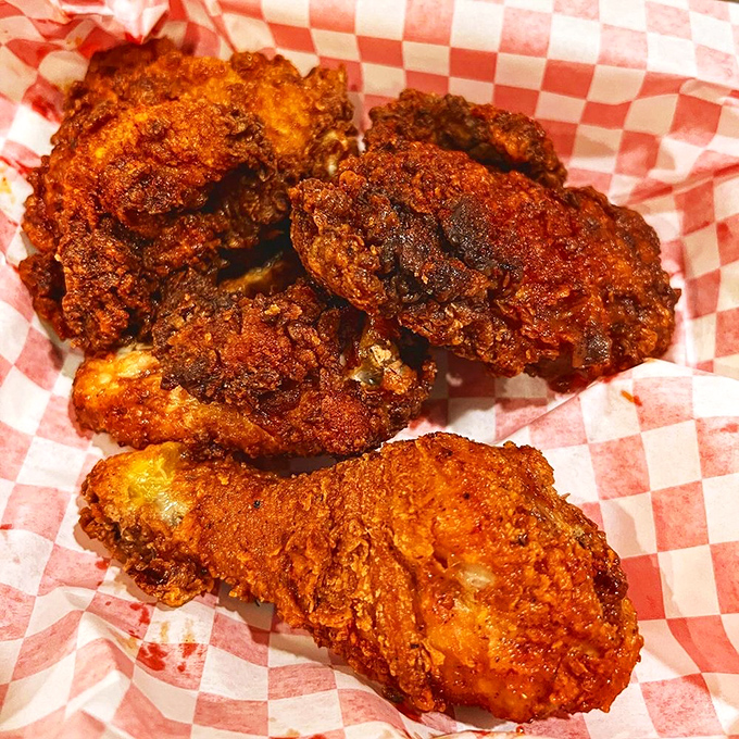 Fried chicken so gloriously golden it deserves its own trophy. Two dipping sauces because life's too short for condiment monogamy.