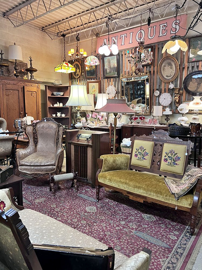 This elegant furniture vignette could be straight from a 1960s sitcom set. Just add martinis and casual sexism for the full Mad Men experience.