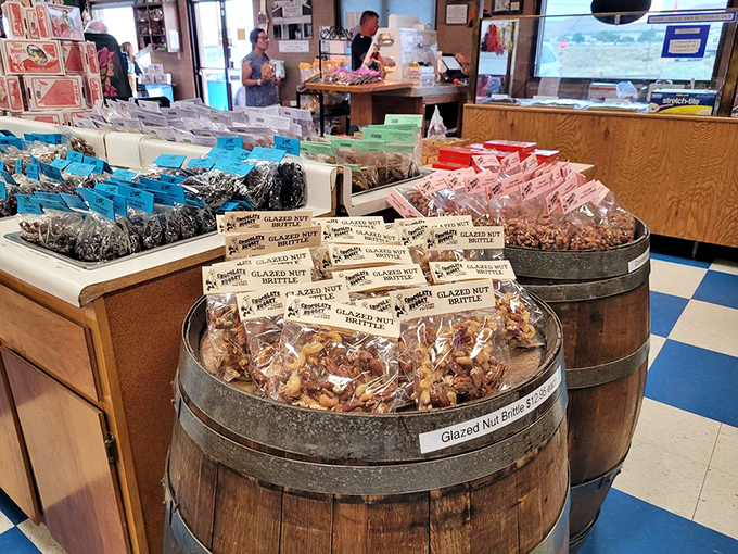 Barrels of glazed nut brittle beckon from wooden barrels &ndash; the perfect sweet-salty crunch that's worth every dental filling risk.