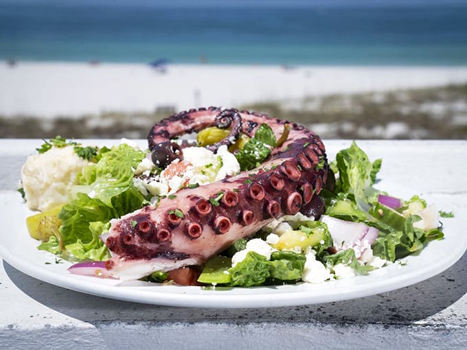 This octopus Greek salad could convert even the most tentacle-averse diner &ndash; tender, charred, and perfectly at home among the fresh greens.