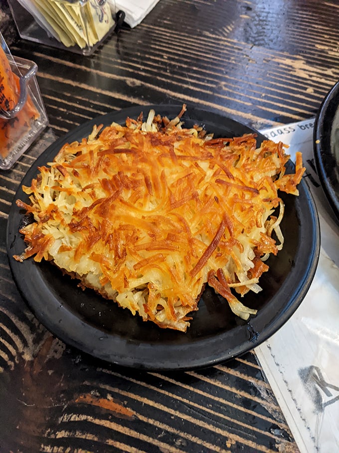 These aren't just hash browns; they're a golden-brown masterpiece with the perfect crisp-to-tender ratio that potato dreams are made of.