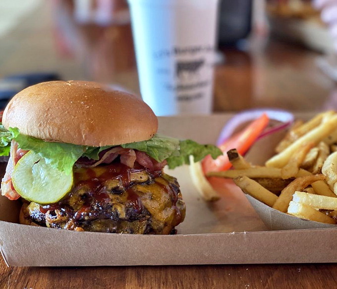 The Hawaiian Burger brings tropical vibes to Mississippi, proving pineapple on savory things isn't just for controversial pizza debates. 