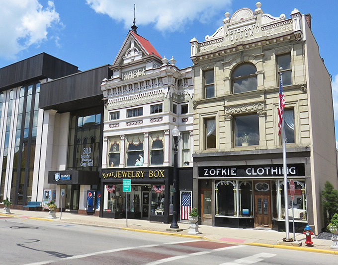 Downtown storefronts showcase the kind of small-town commerce where shopping isn't just a transaction&mdash;it's catching up on the latest community gossip.