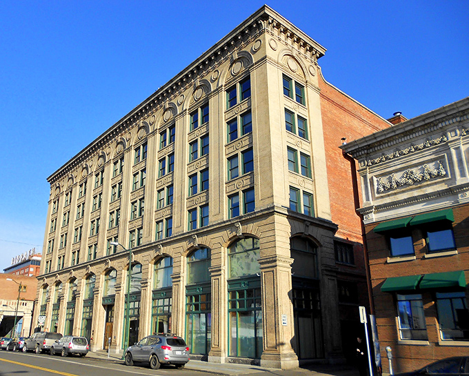 The Holley-Mason Building exemplifies Spokane's well-preserved downtown, where historic architecture houses modern businesses in a walkable urban core that won't drain your savings.