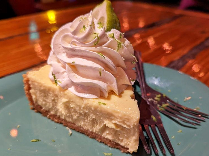 Key lime pie done right&mdash;tangy-sweet filling, graham cracker crust, and that cloud of whipped cream like the perfect Florida day on a plate.