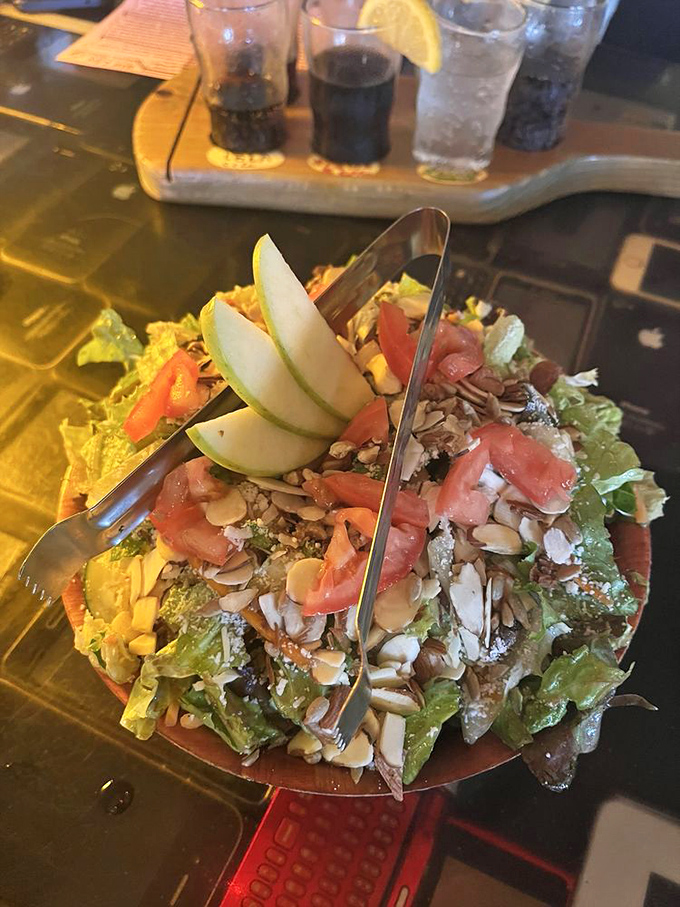 The Satch Salad isn't just a prelude to pizza &ndash; it's a colorful composition of greens, apples, nuts, and seeds that deserves its own standing ovation.