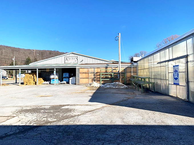 Kaytee's Family Restaurant and Marketplace stands ready to serve locals and travelers alike, a rustic outpost of hospitality amid Pennsylvania's rolling hills.