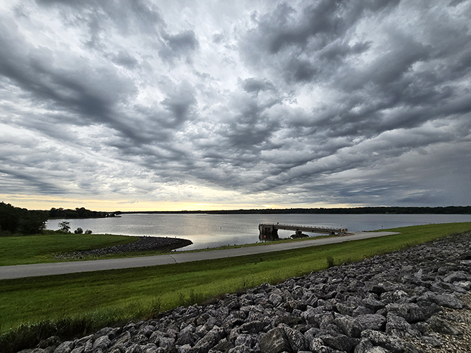 Dramatic skies provide the perfect backdrop for this peaceful dock. Mother Nature showing off her flair for the theatrical.