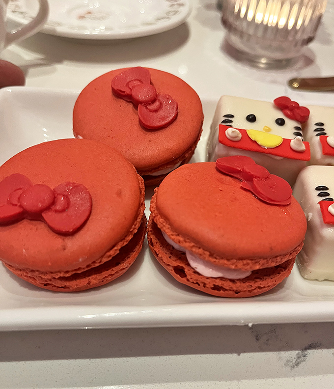 Macarons wearing tiny bows might be the most adorable form of portion control ever invented. Each bite delivers a perfect balance of crunch and cream.