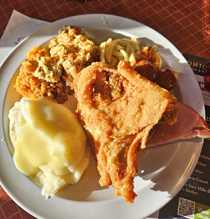 The holy trinity of comfort: golden fried chicken, buttery mashed potatoes with gravy, and a side of nostalgia that tastes like childhood.