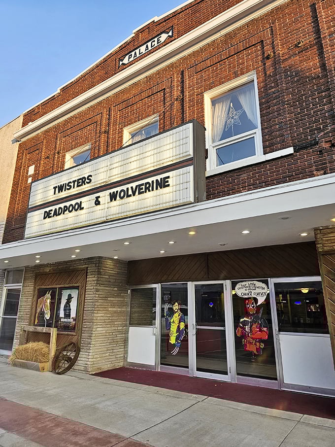 The Palace Theatre marquee lights up downtown with blockbuster promises &ndash; where ticket prices won't require a second mortgage and popcorn still feels like a treat.