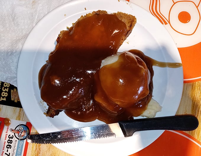 Meatloaf that doesn't apologize for being exactly what it is&mdash;comfort on a plate with gravy generous enough to qualify as a soup course.