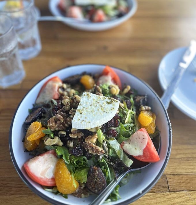 A Mediterranean salad that actually tastes like sunshine. The feta doesn't ask for attention &ndash; it commands it, like a Greek chorus leader.