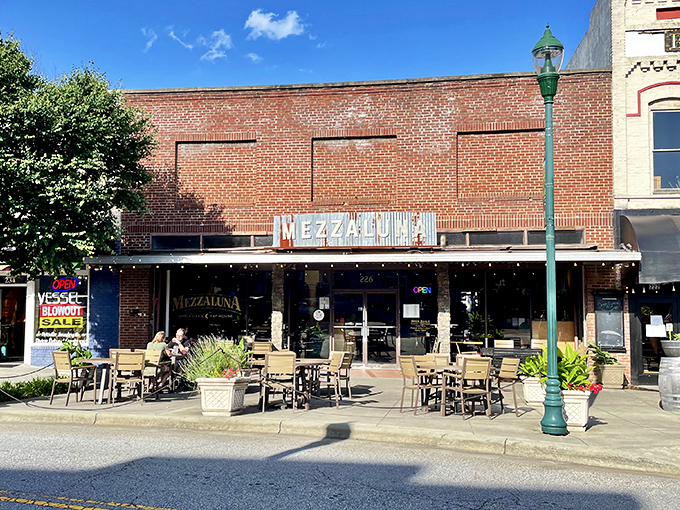 Mezzaluna's outdoor seating invites you to linger over Italian comfort food while watching the gentle parade of small-town life.
