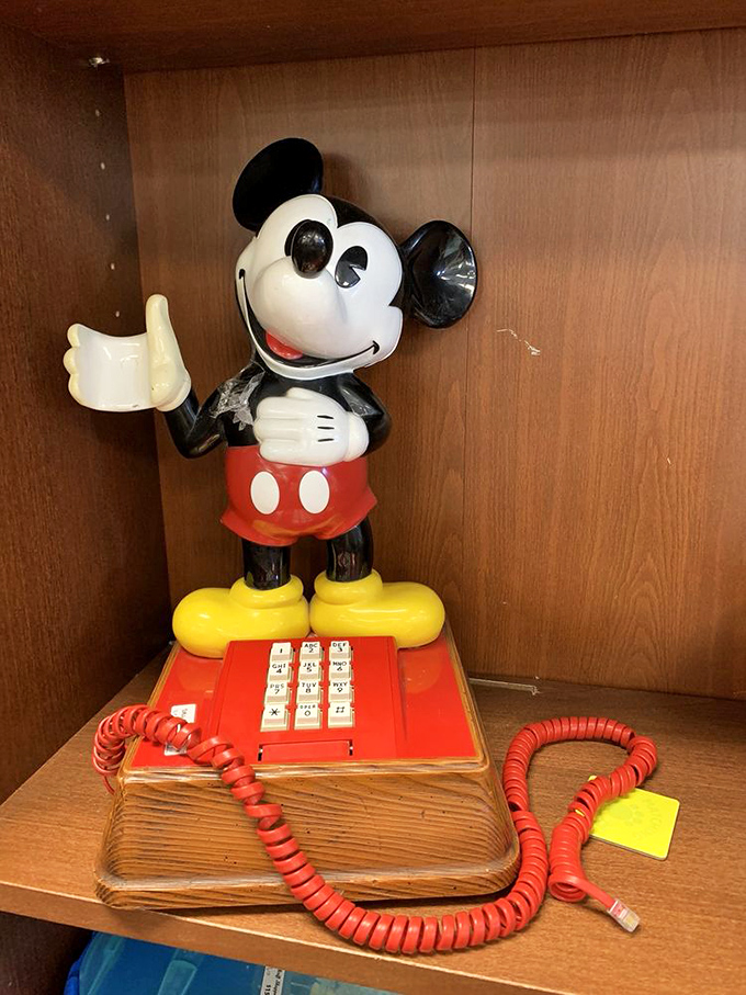 Mickey Mouse phone from the era when talking to friends required actual dialing and patience. 