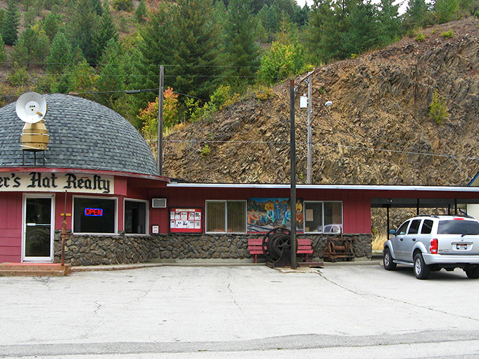 Only in Wallace would you find a realty office shaped like a miner's hat, complete with headlamp. Talk about wearing your town's history proudly!