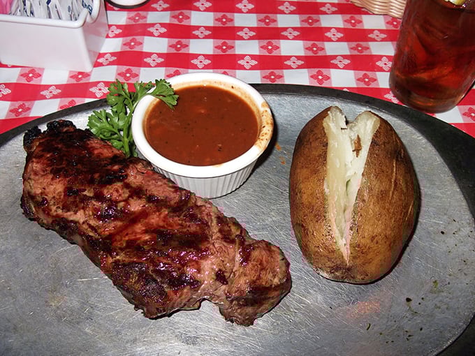 A New York Strip that would make Manhattan jealous. Simple presentation lets the perfectly charred exterior and juicy center take center stage.