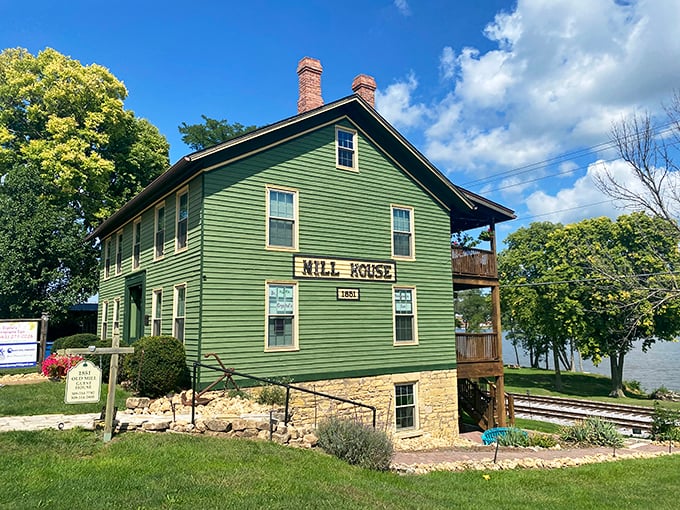 The Mill House whispers stories of river commerce and industry, now preserved as a testament to LeClaire's working past.