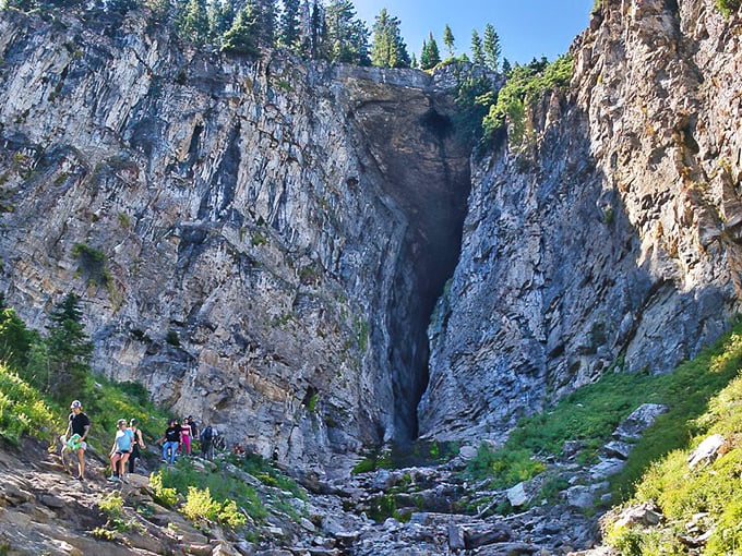 Palisades Creek Trail offers nature's version of a cathedral. These towering rock walls have been perfecting their majesty for millions of years &ndash; and it shows.