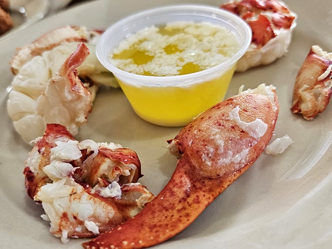 Sweet lobster meat ready for its butter bath&mdash;a maritime romance story that ends happily in your stomach rather than on the silver screen.