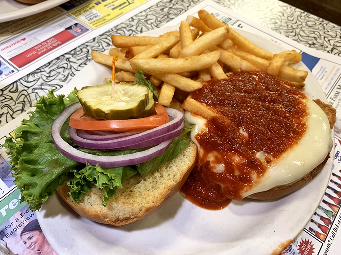 This isn't just a burger&mdash;it's an Italian vacation between buns, where marinara and melted cheese create a beautiful culinary romance.