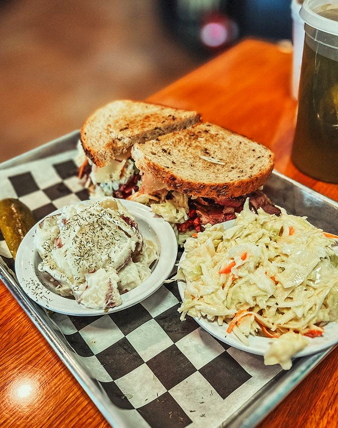 The supporting cast deserves their own standing ovation. That checkered tray could run for mayor of Flavor Town and win by a landslide.