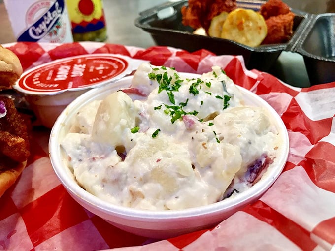 Creamy, tangy mac and cheese that doesn't know it's supposed to be a side dish. Main character energy in every bite.