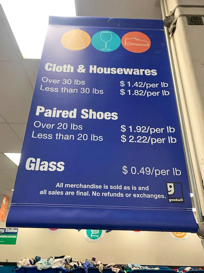 The pricing board tells the whole story&mdash;this isn't your average shopping experience, it's a mathematical equation where weight equals savings.